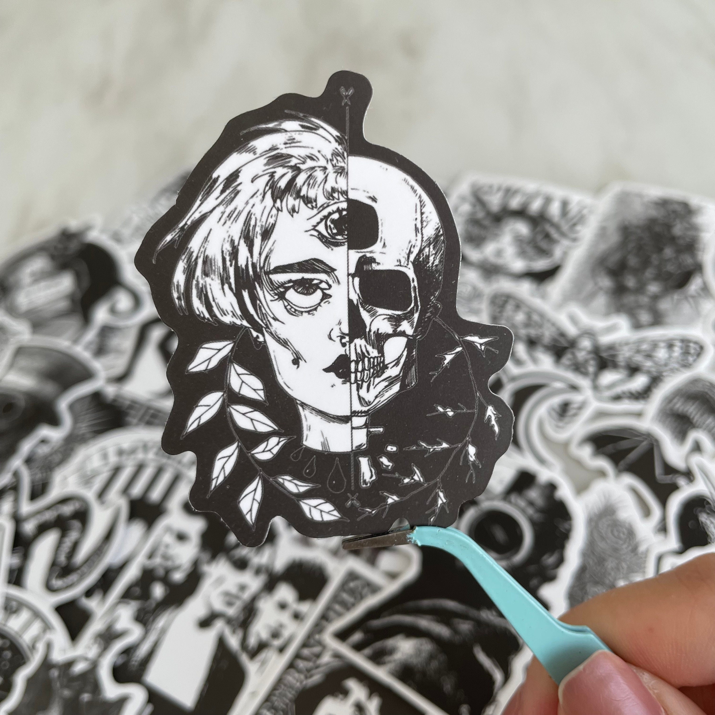 50pcs Black and White Gothic Stickers Vinyl Decal Dark Goth - Etsy ...