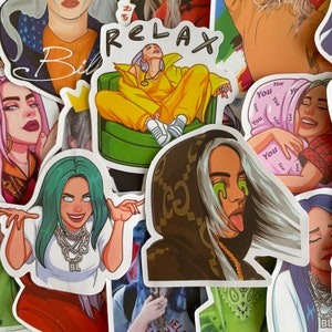 50pcs Billie Eilish Stickers Vinyl Decal Pop Singer Billie Eilish ...
