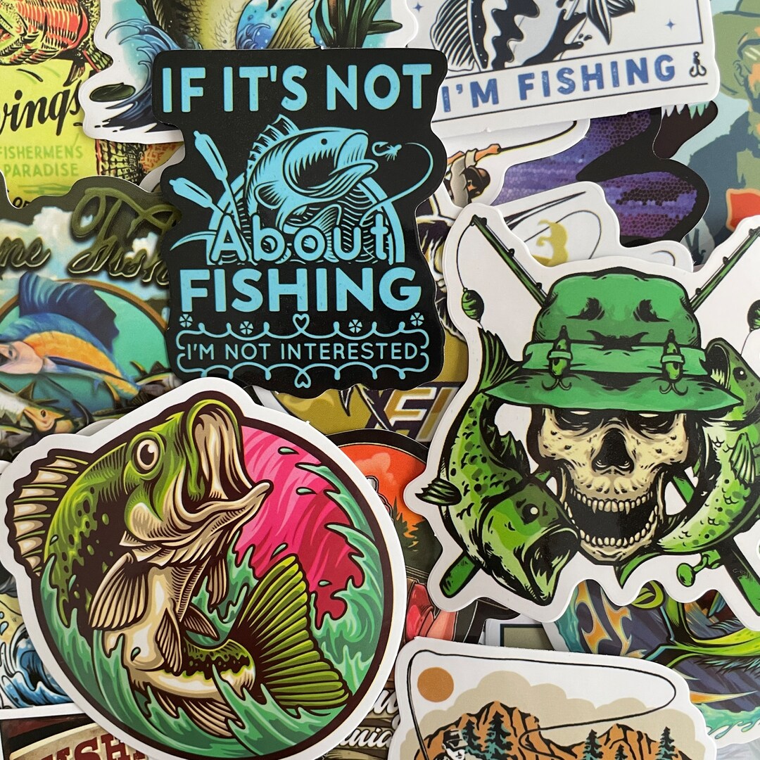 50pcs Fishing Stickers Vinyl Decal Fishing Sticker Pack, Glossy Finish ...
