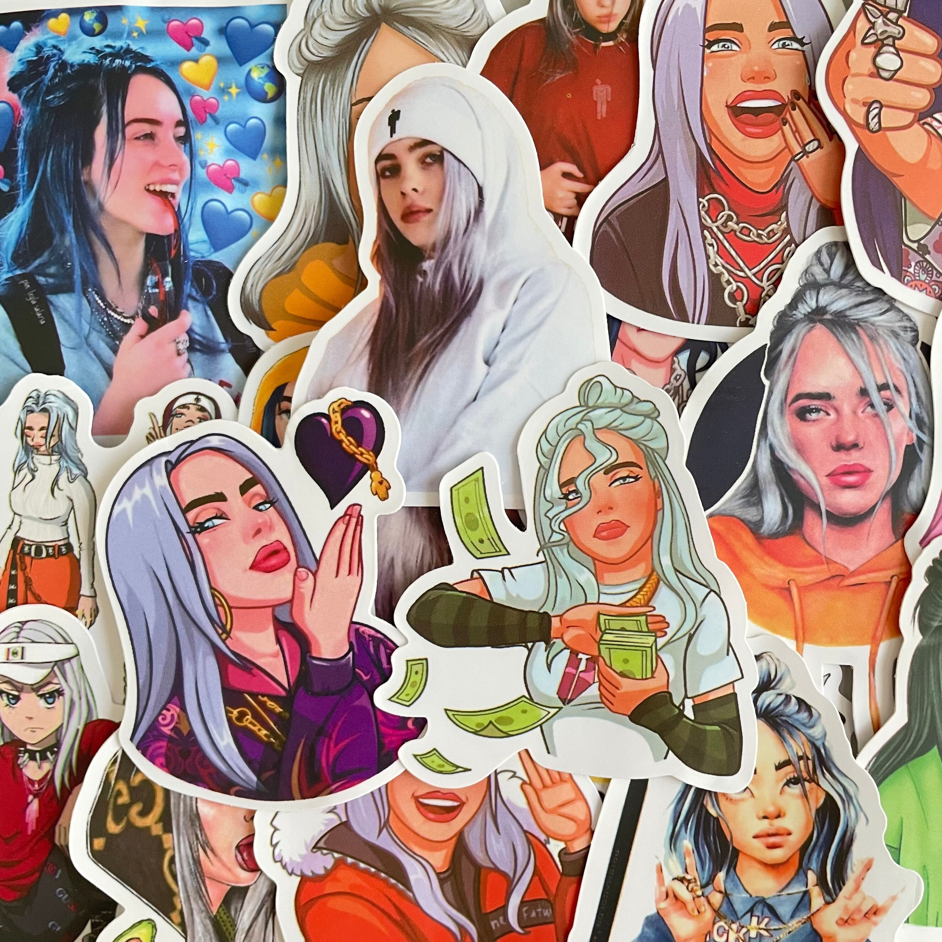 50pcs Billie Eilish Stickers Vinyl Decal Pop Singer Billie - Etsy