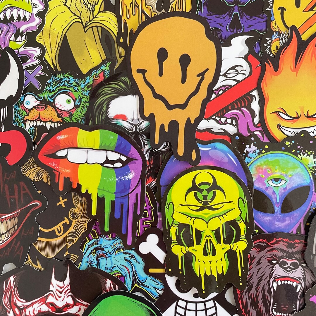 50pcs Scary Smiley Stickers Vinyl Decal Dark Horror Sticker Pack ...
