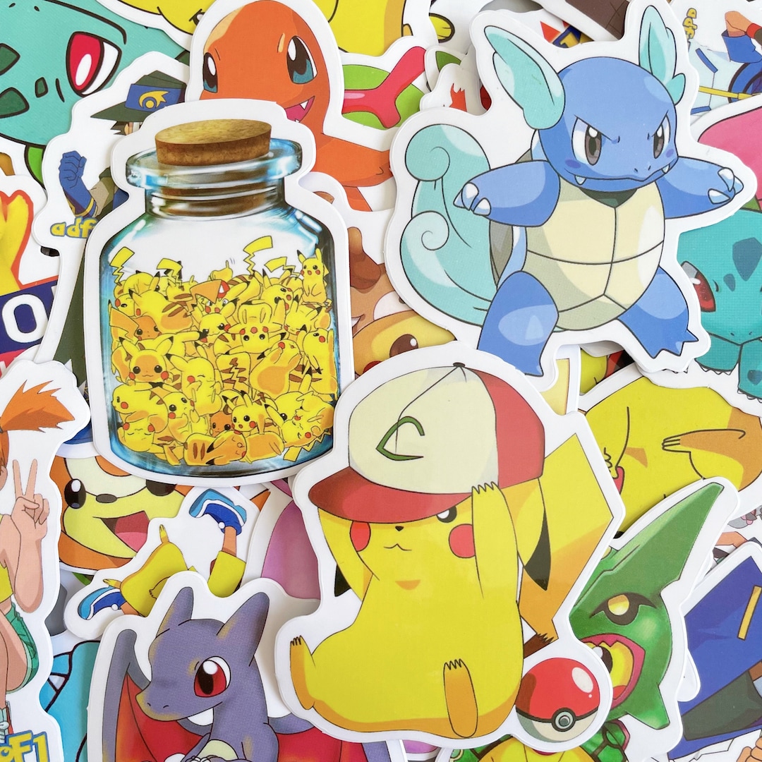 50pcs Cute Pokemon Stickers Vinyl Decal Pokemon Sticker Pack, Glossy ...