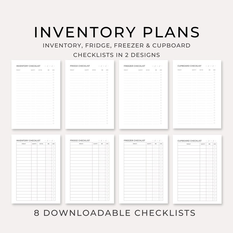 Inventory Checklist Planner, Digital, Downloadable, Kitchen ...