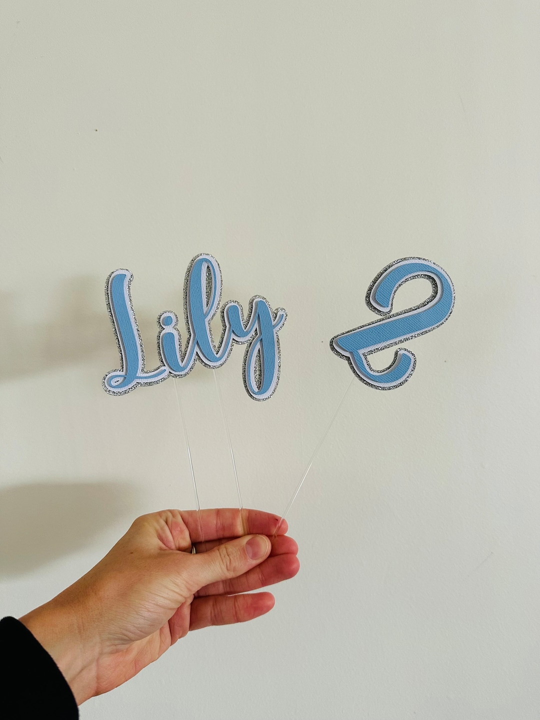 Cake Topper, Name Cake Topper, Simple Cake Topper, Silver Cake Topper ...