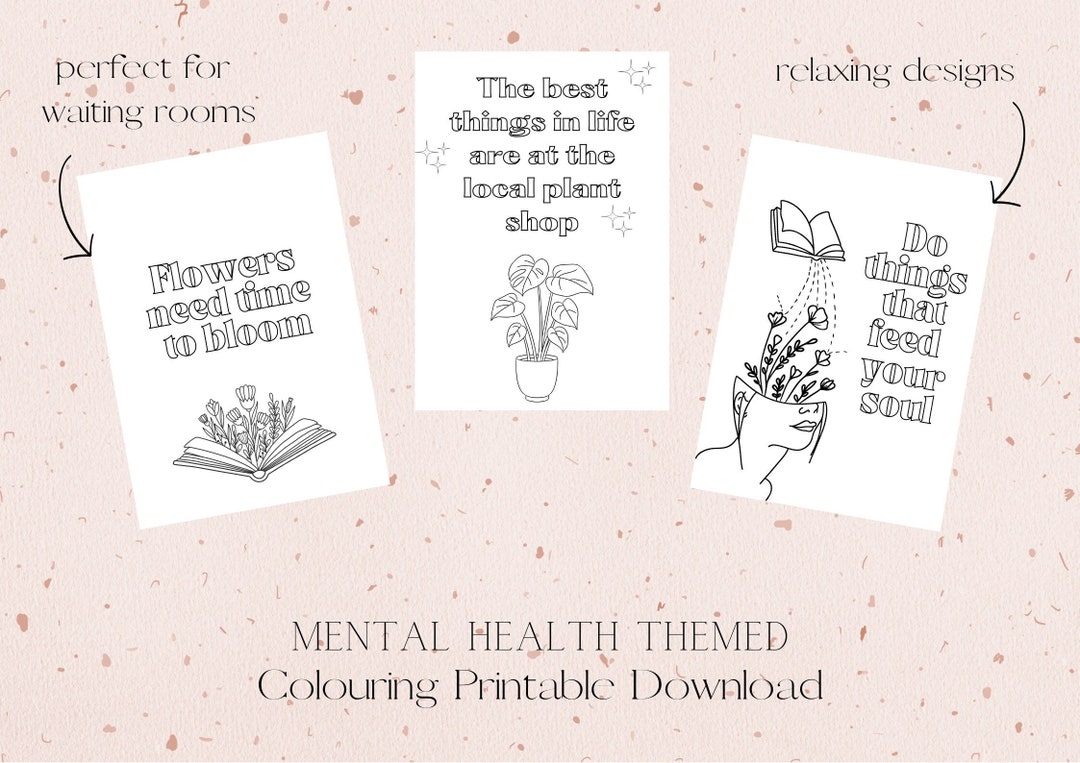 Mental Health and Wellbeing Colouring Pages | Printable Download - Etsy
