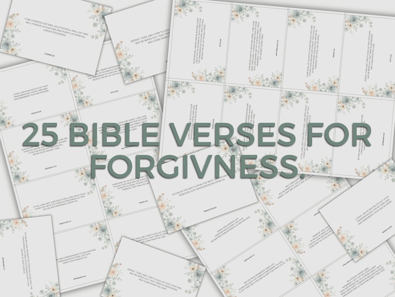 Forgiveness 25 Bible Verse Printable Cards Inspirational Scriptures for ...