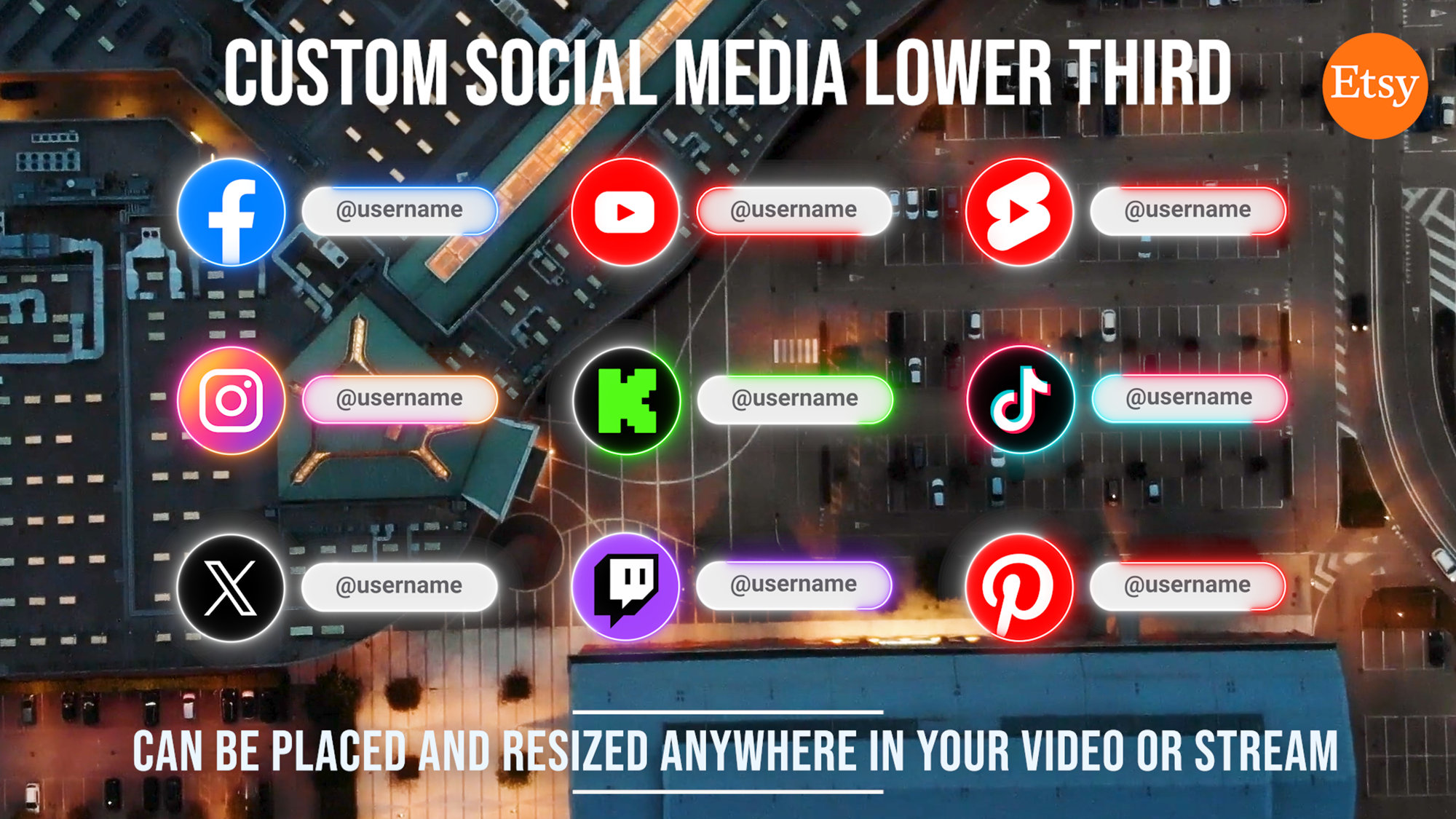 Custom Animated Social Media Notification Lower Third for Youtube Tiktok Instagram Twitch Kick ...