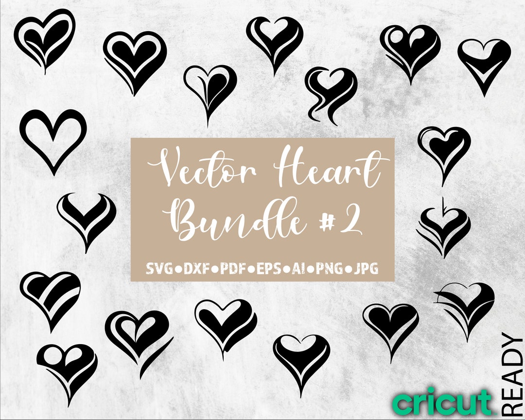 Modern Heart Vector Bundle SVG V2, Hearst Svg, Love Svg, Valentine Days ...