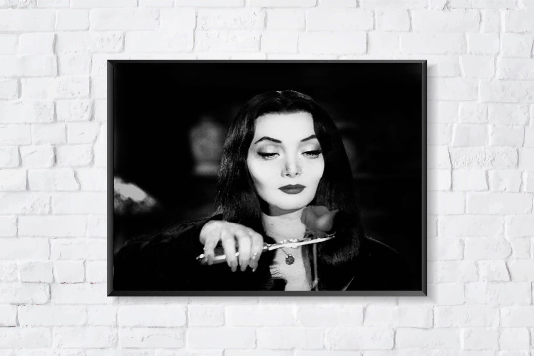 Morticia Addams Cutting Rose Poster Carolyn Jones The Addams Etsy