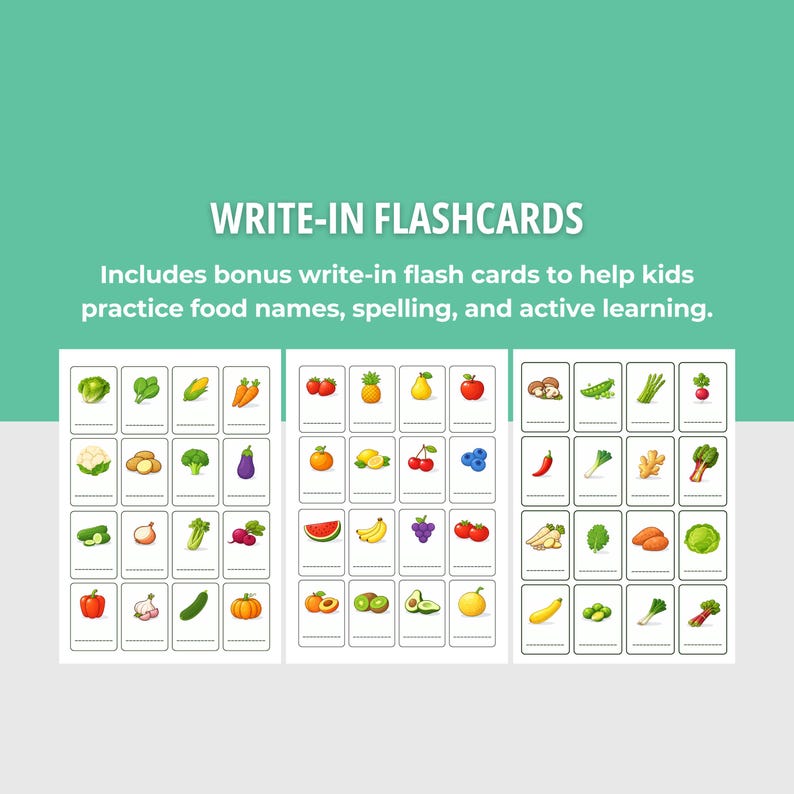Healthy Eating for Kids | Children Nutrition, Write-in Flash Cards ...