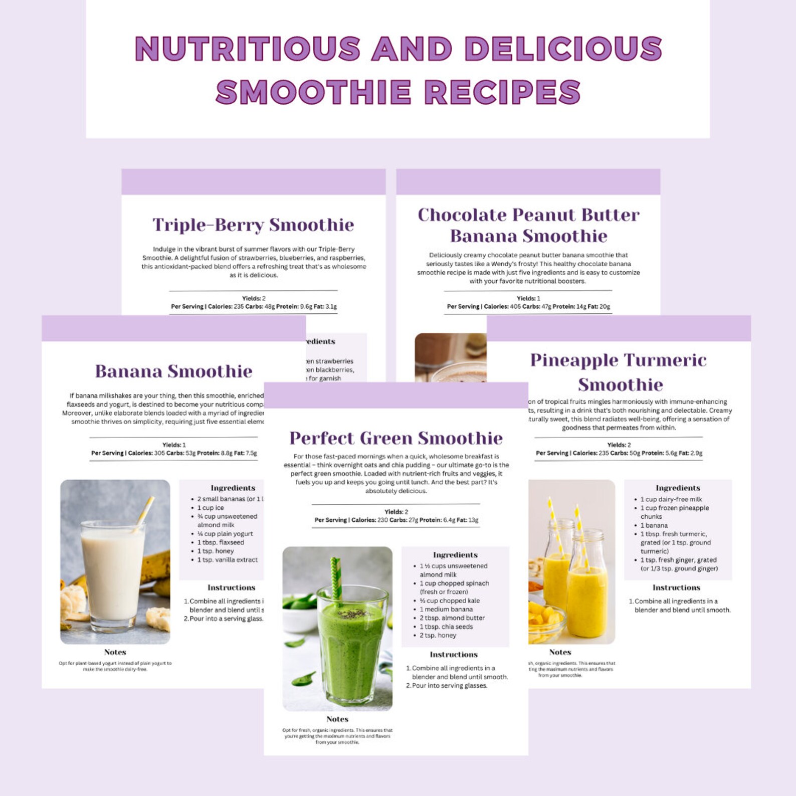 Editable Canva Template Smoothie Guide Health Diet Nutrition Healthy ...