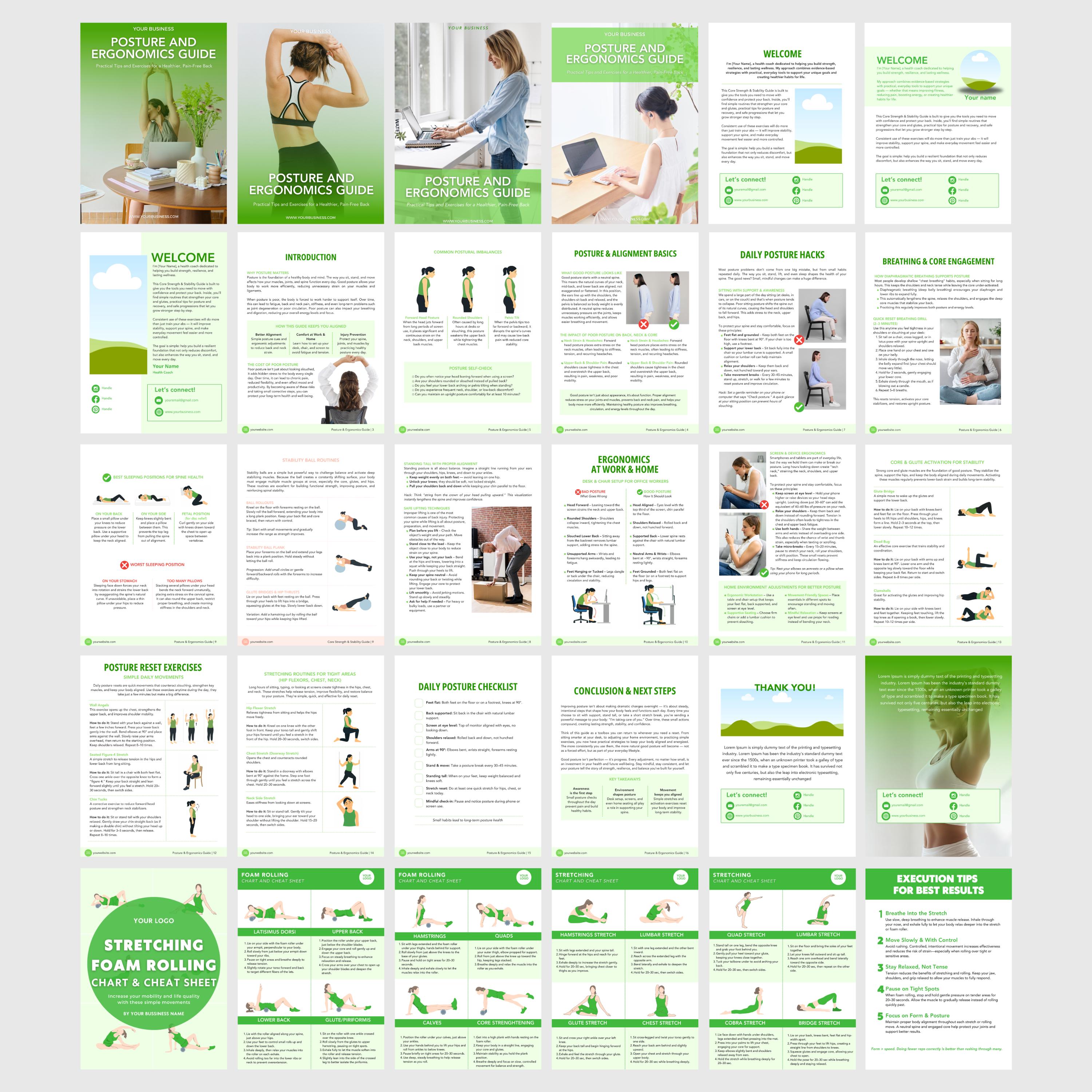 Posture and Ergonomics Guide: Canva Template for Health & Fitness - Etsy