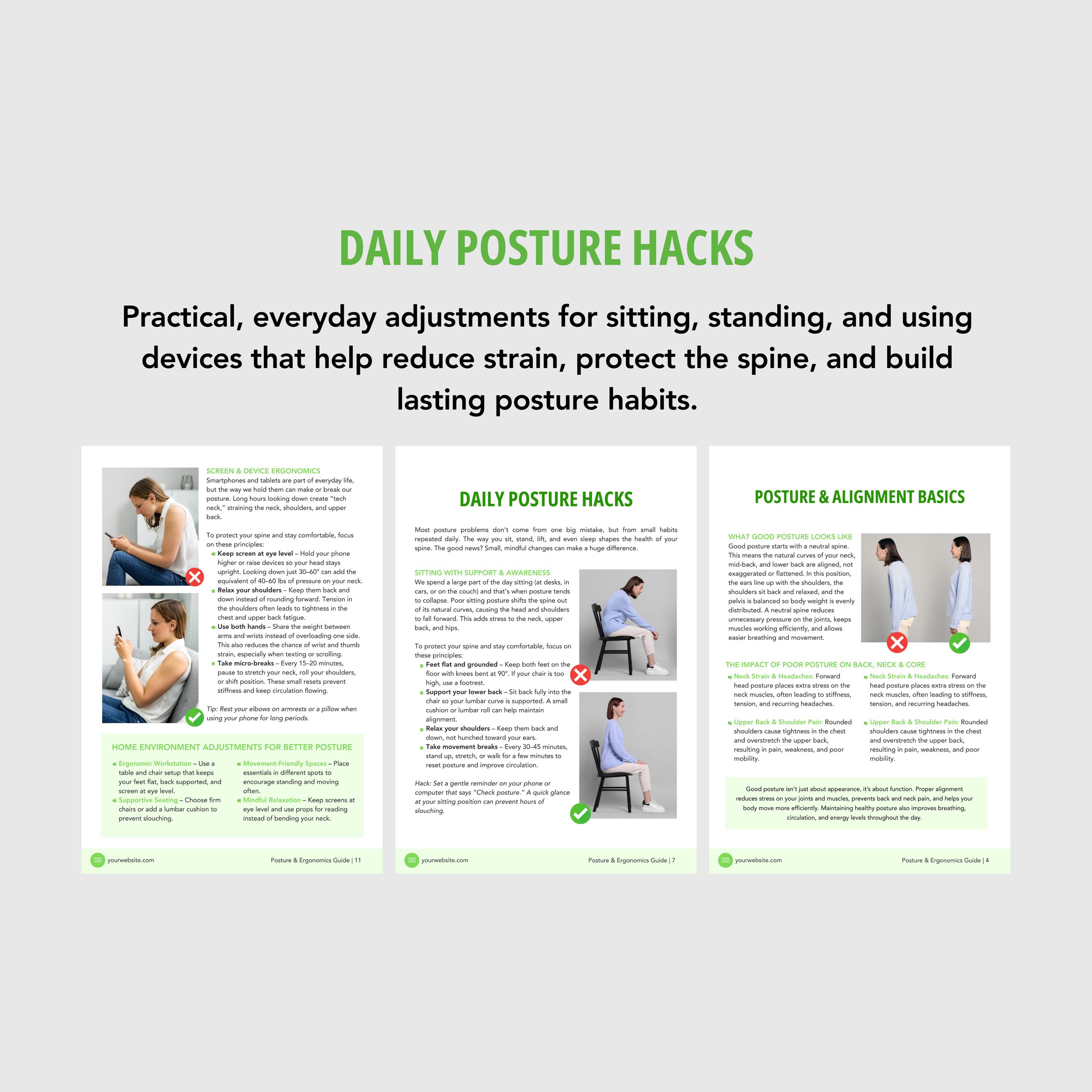 Posture and Ergonomics Guide: Canva Template for Health & Fitness - Etsy