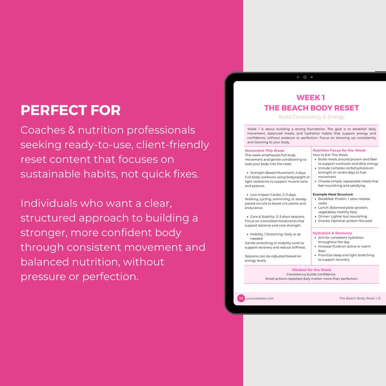 Beach Body Reset | Editable Canva Template for Health Coaches | Meal ...