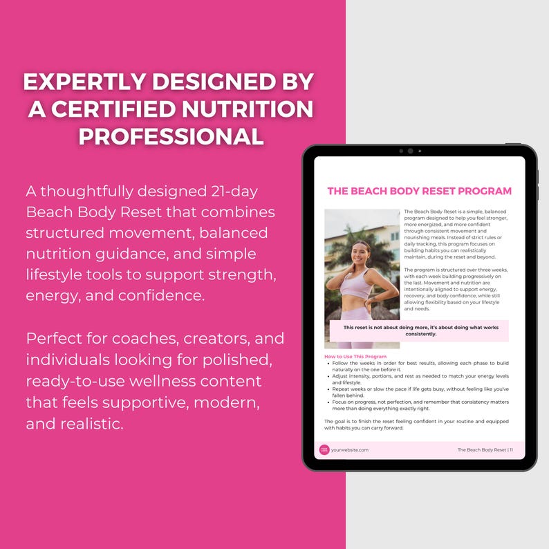 Beach Body Reset | Editable Canva Template for Health Coaches | Meal ...