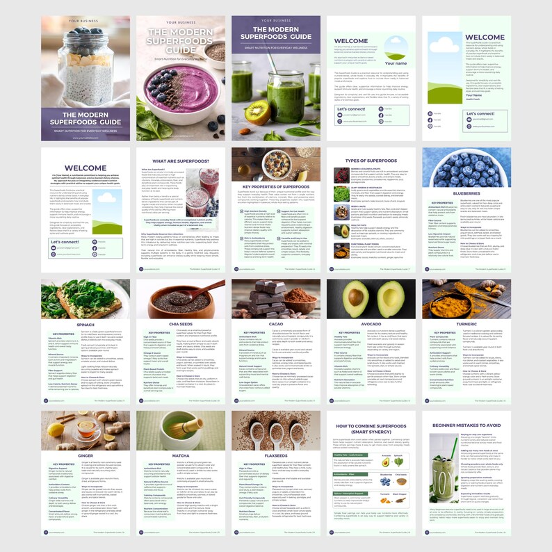 Superfoods Guide | Editable Canva Template, Holistic Nutrition, Health ...