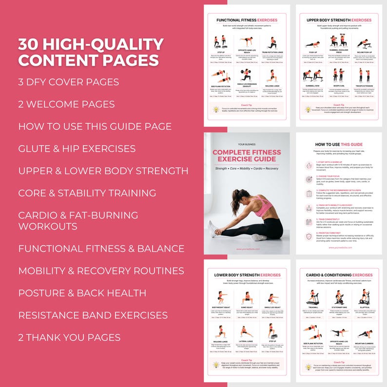 Fitness Exercise Guide Canva Template | 100+ Illustrations, Workout ...