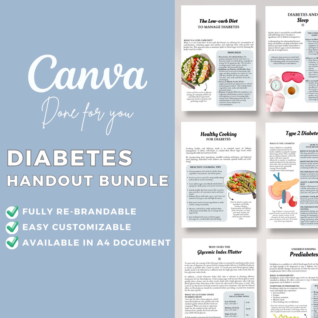 Editable Canva Diabetes Handout Bundle Template Diabetes Type 1 ...