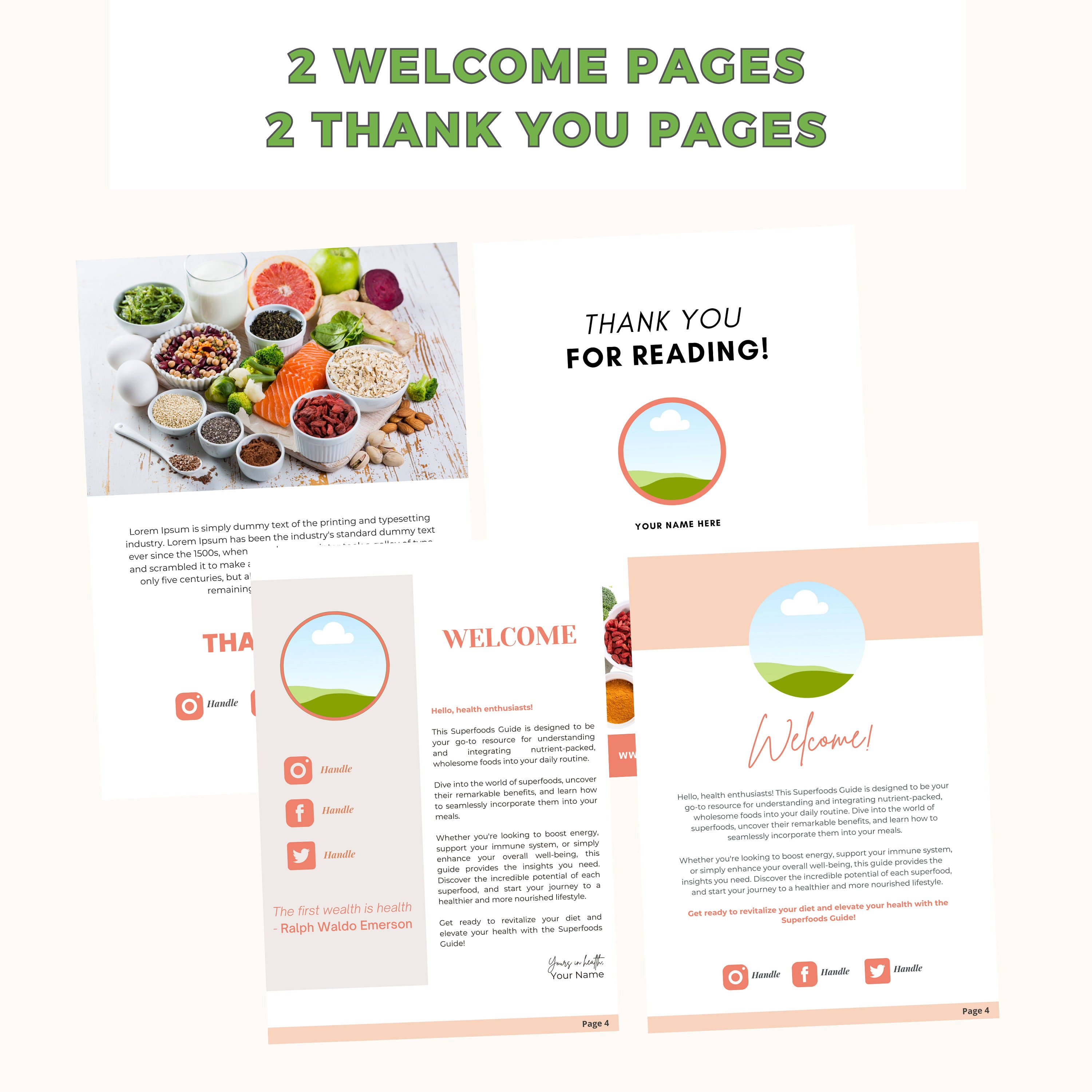 Superfoods Guide Template Editable Canva Design Wellness Holistic ...
