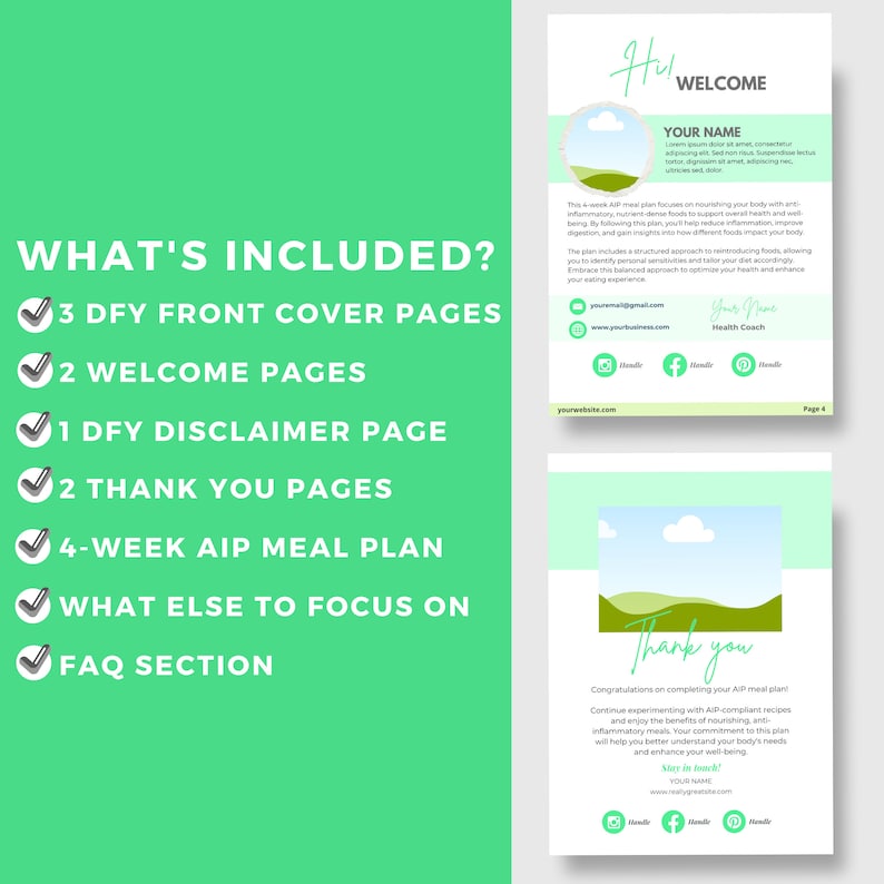 Editable Canva 4-week AIP Meal Plan Template | Paleo Autoimmune Recipes ...
