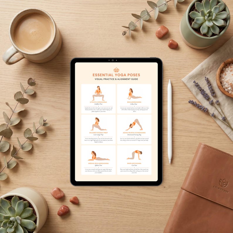 Yoga Pose Cards Canva Template | 150+ Illustrations, Wellness Guide ...