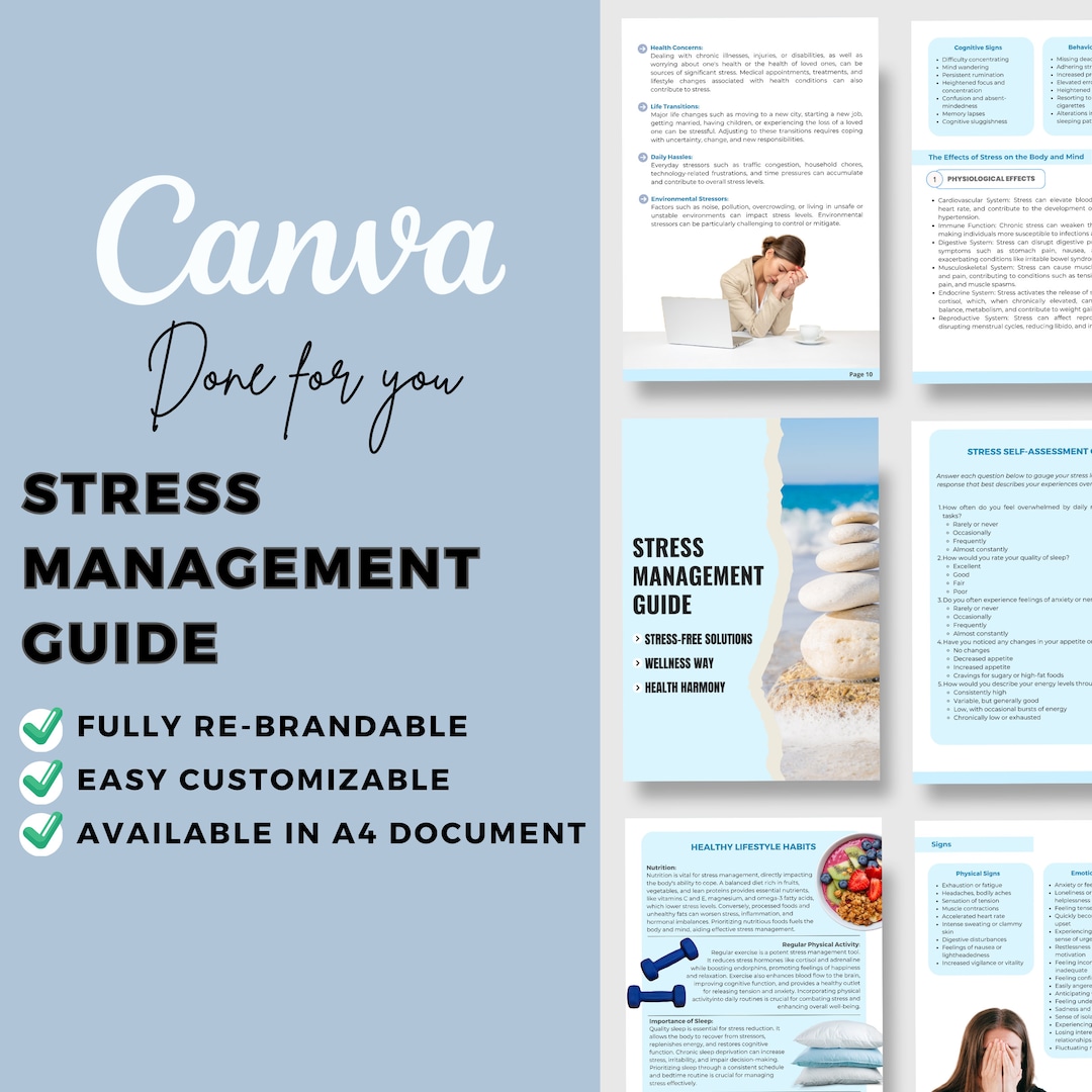 Editable Canva Stress Management Guide Template Health Coach ...