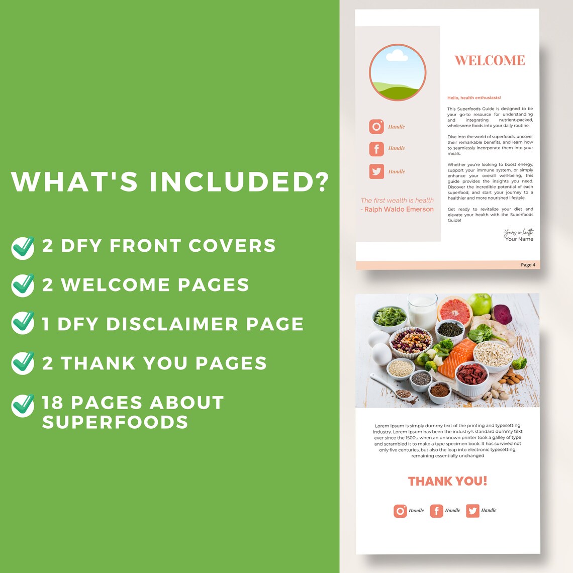 Superfoods Guide Template Editable Canva Design Wellness Holistic ...