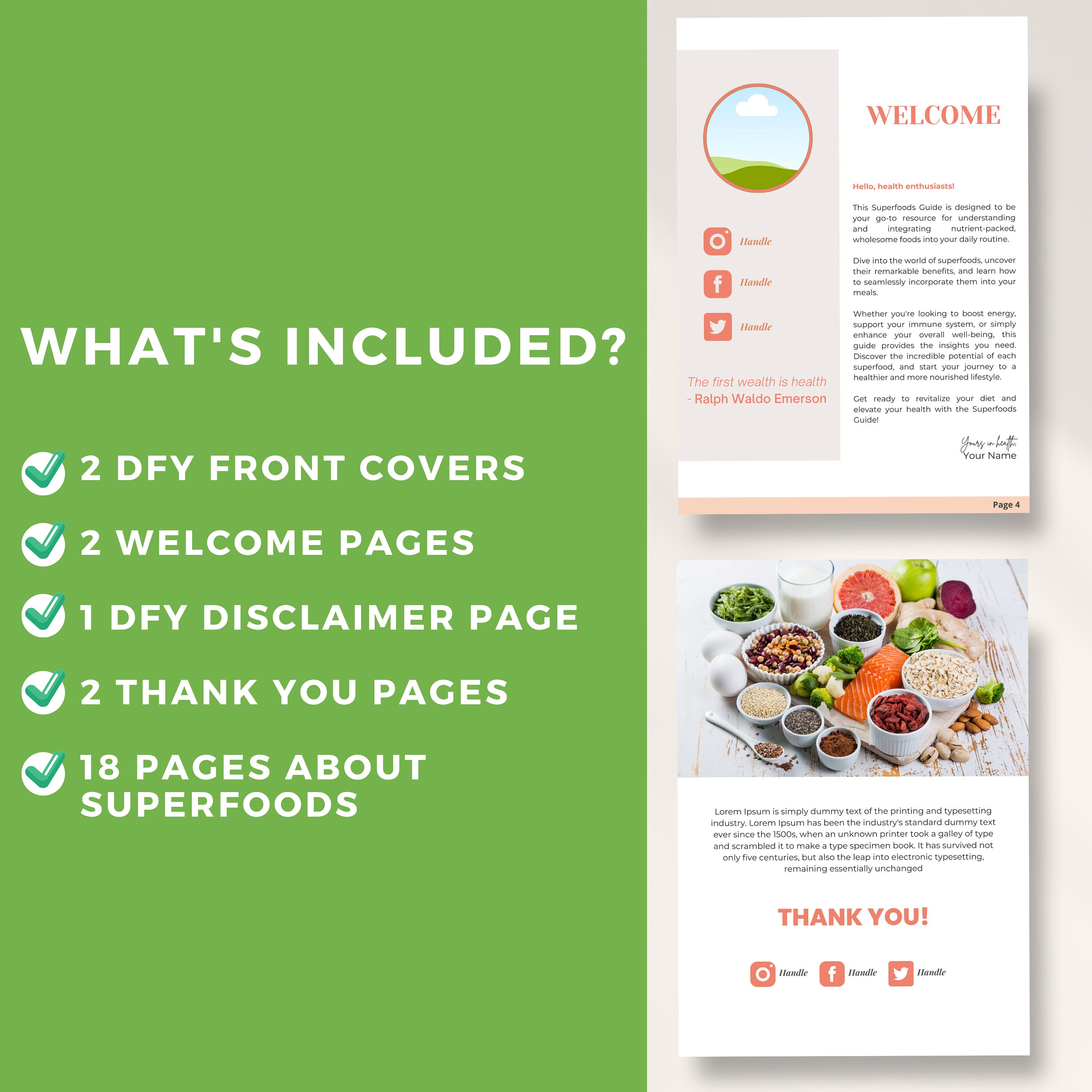 Superfoods Guide Template Editable Canva Design Wellness Holistic ...
