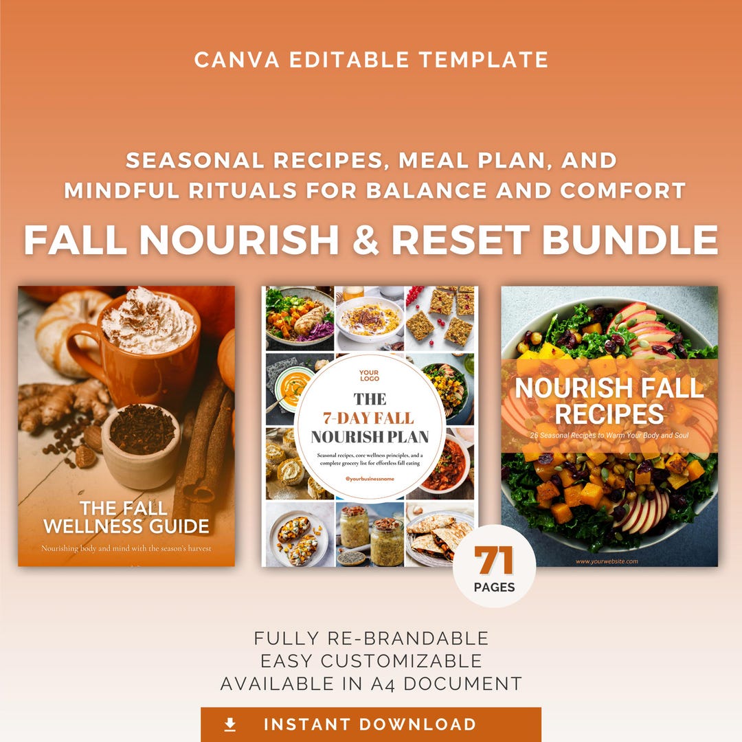 Fall Wellness Bundle | Editable Canva Templates | 7-day Meal Plan ...