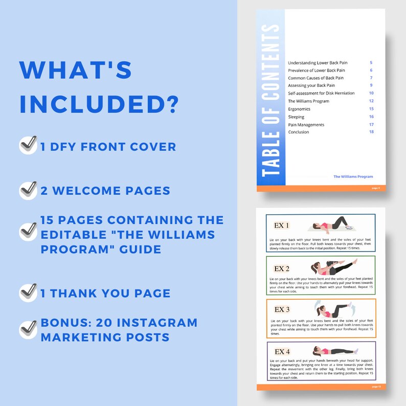Editable Canva Template the Williams Program Guide Back Pain - Etsy ...