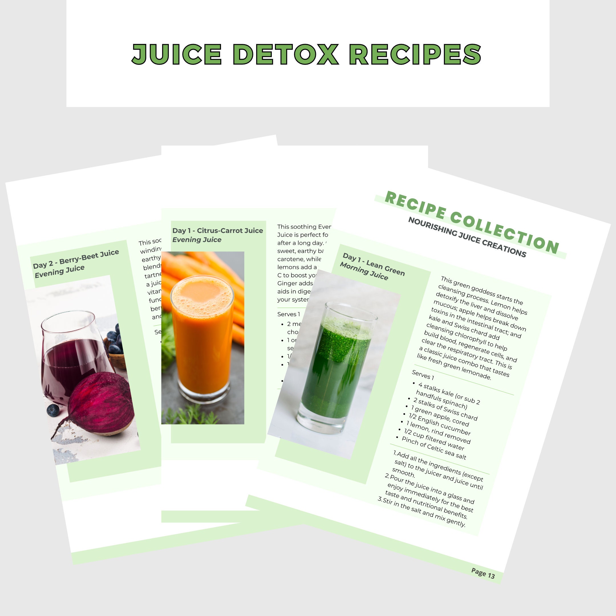 Editable Canva Template 3 Day Juice Detox Guide Diet Nutrition Cleanse ...