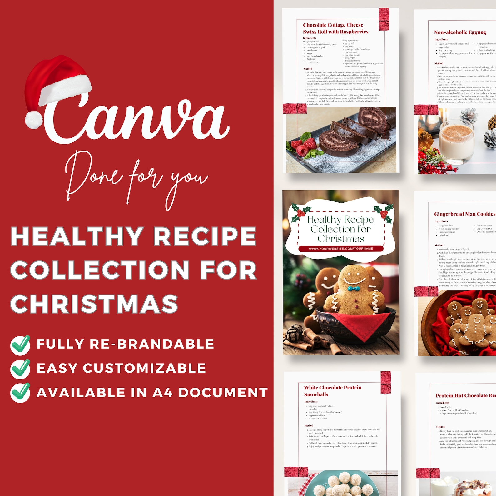 Editable Canva Template Healthy Recipe Collection Christmas | Healthy ...