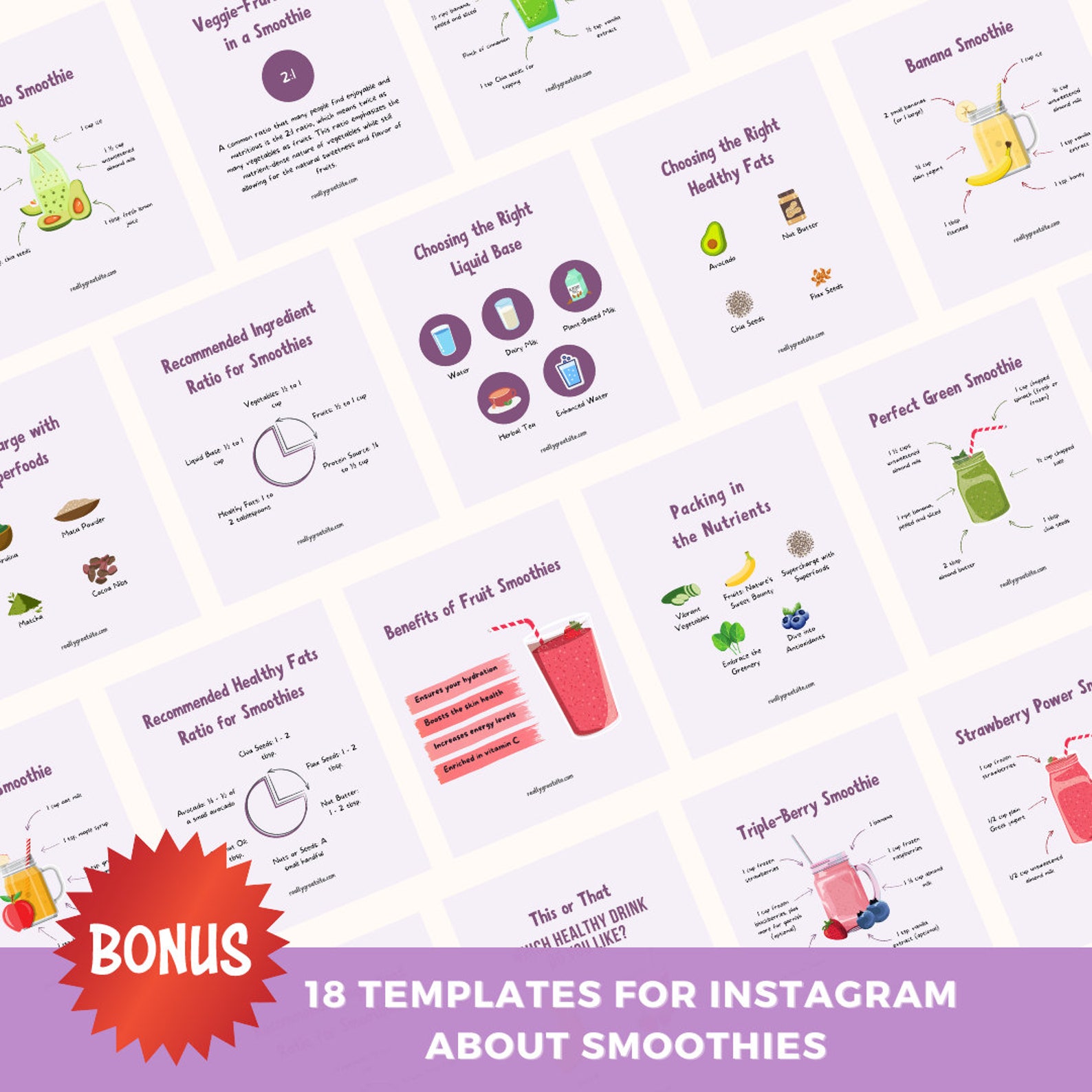 Editable Canva Template Smoothie Guide Health Diet Nutrition Healthy ...