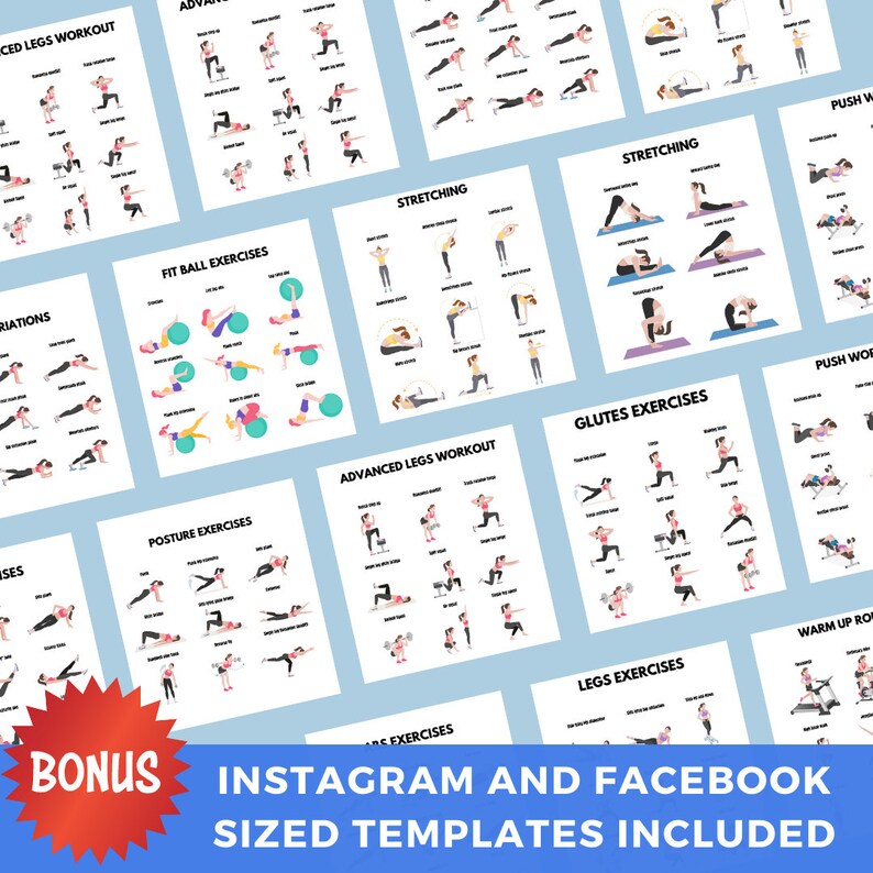 Editable Workout Exercise Cheat Sheet A4 Instagram and - Etsy Australia