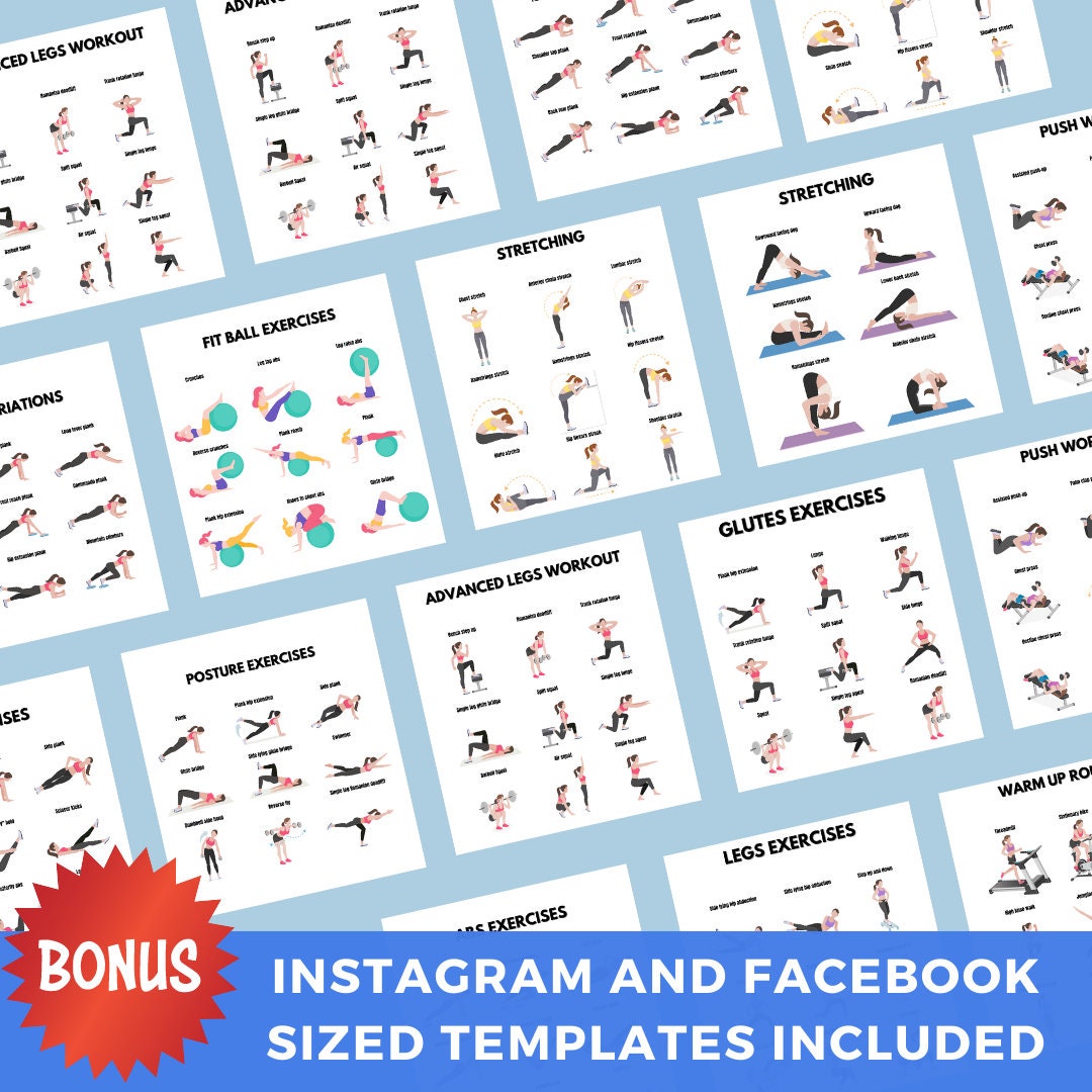 Editable Workout Exercise Cheat Sheet A4 Instagram and - Etsy Australia