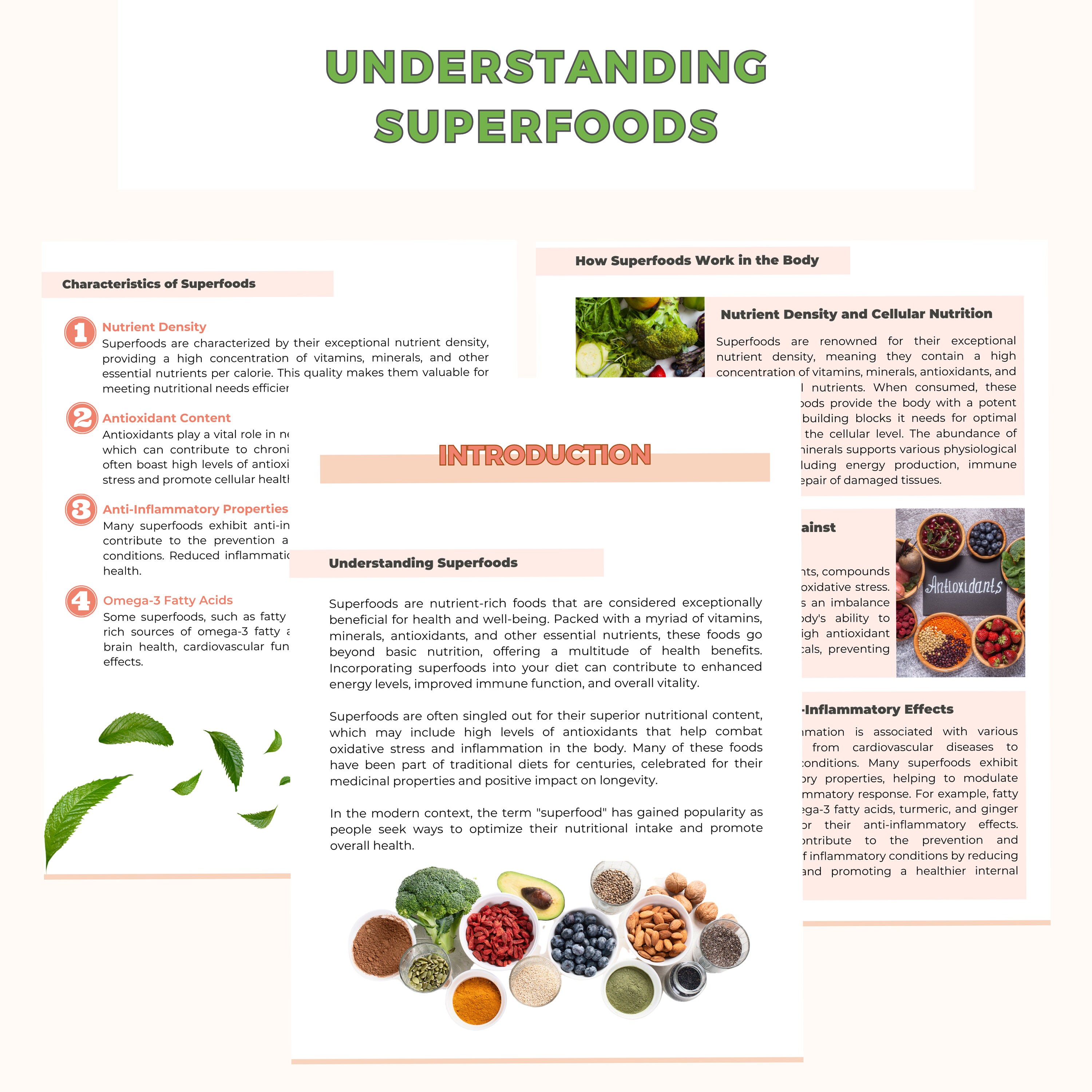 Superfoods Guide Template Editable Canva Design Wellness Holistic ...