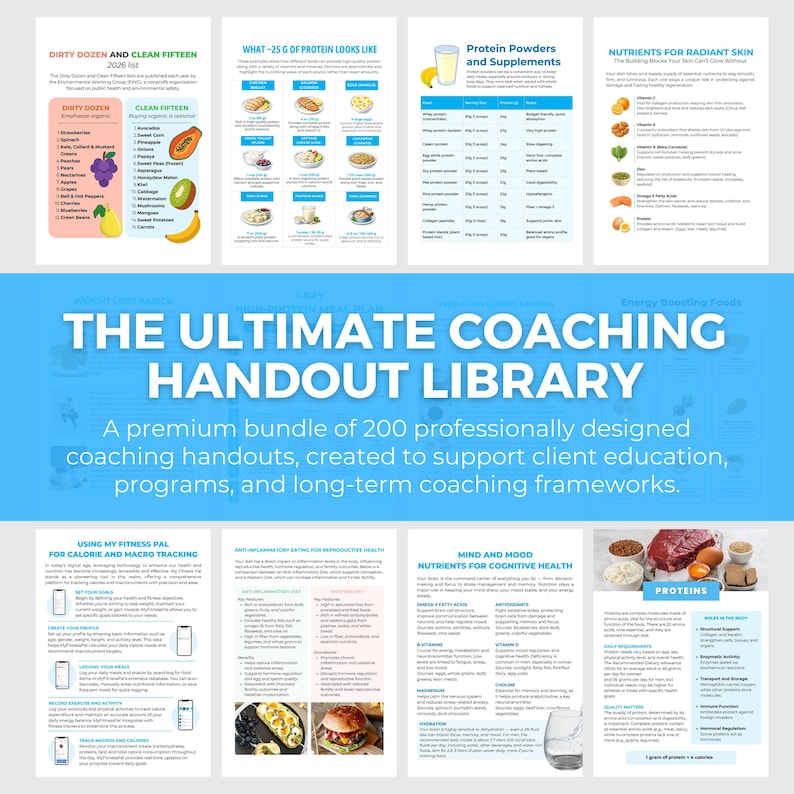 Nutrition Coaching Handouts Canva Template With 200 Infographics and ...