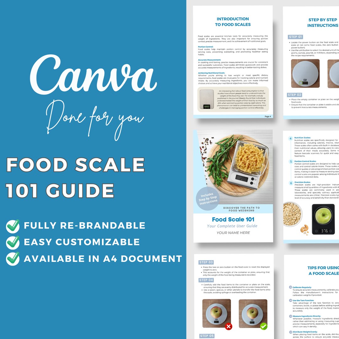 Editable Canva Food Scale Guide Template Food Weighing Portion Control ...