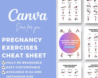 Editable Workout Exercise Cheat Sheet A4 Instagram and Facebook Sized ...