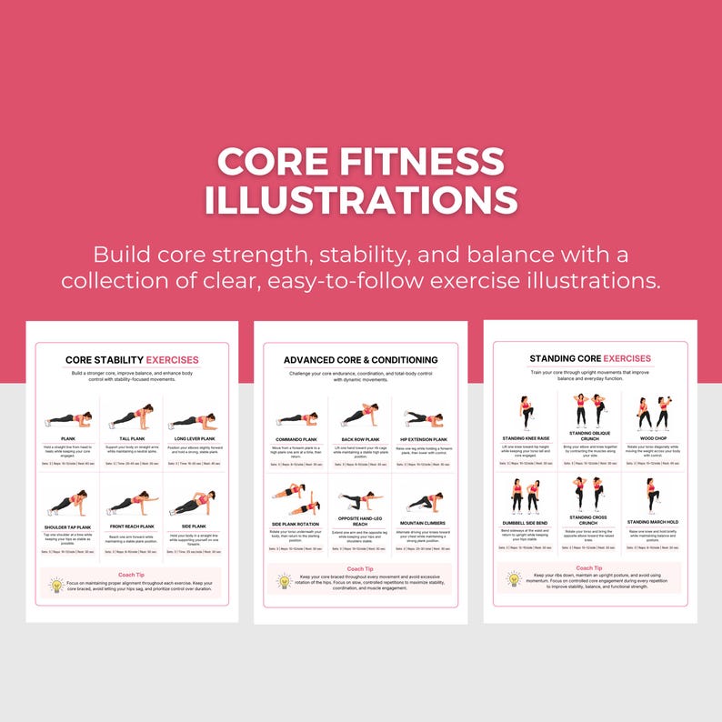 Fitness Exercise Guide Canva Template | 100+ Illustrations, Workout ...