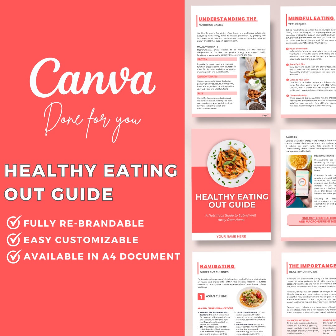 Healthy Eating Out Guide: Editable Canva Template for Nutritionists ...