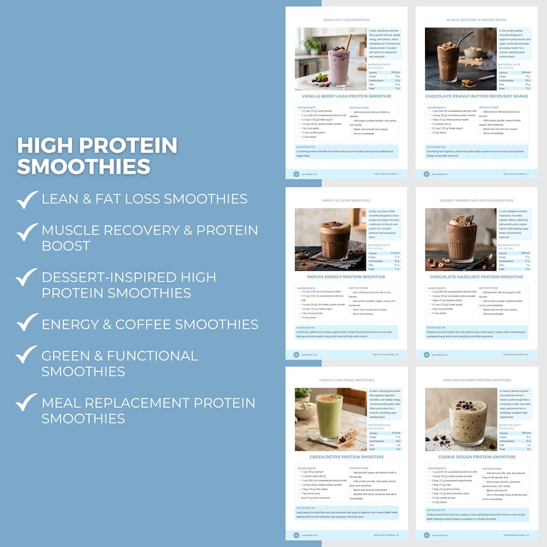 100 Smoothie Recipes Canva Template | High Protein, Weight Loss, Health ...