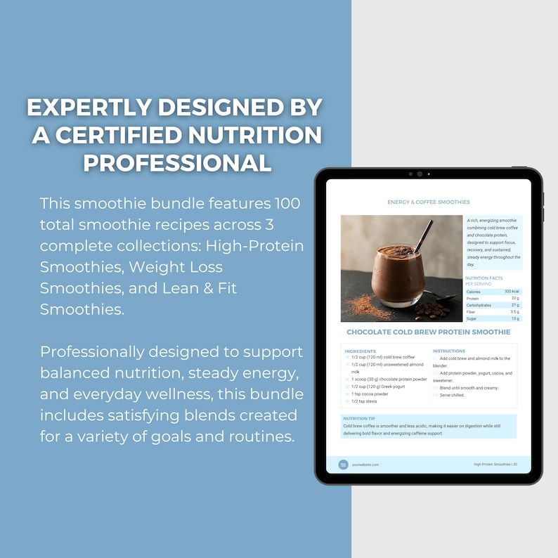 100 Smoothie Recipes Canva Template | High Protein, Weight Loss, Health ...