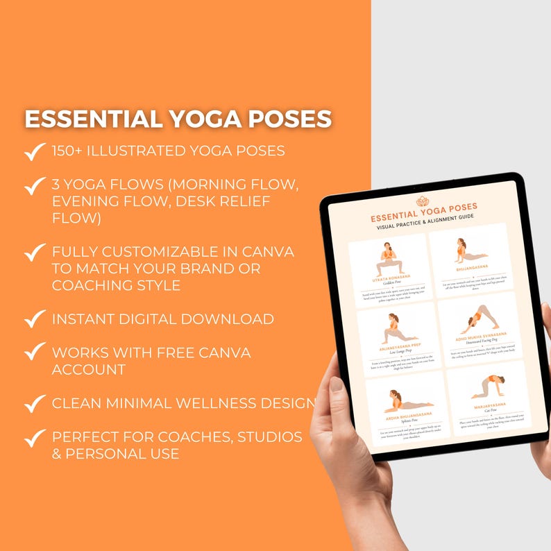 Yoga Pose Cards Canva Template | 150+ Illustrations, Wellness Guide ...