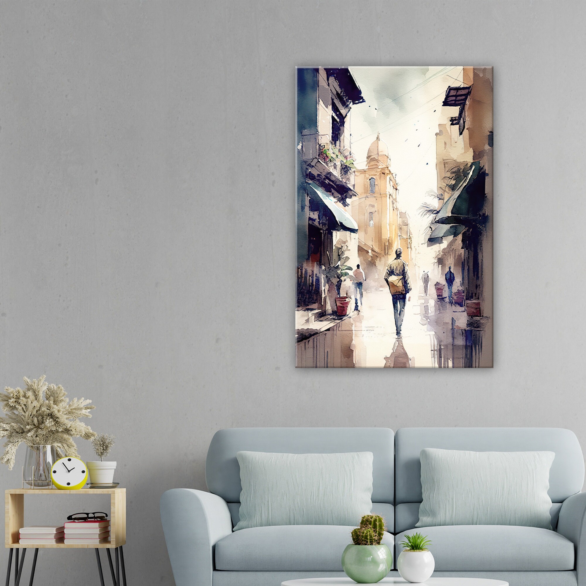 Authentic Urban Street Art Watercolor Freestyle Painting. Cityscape ...