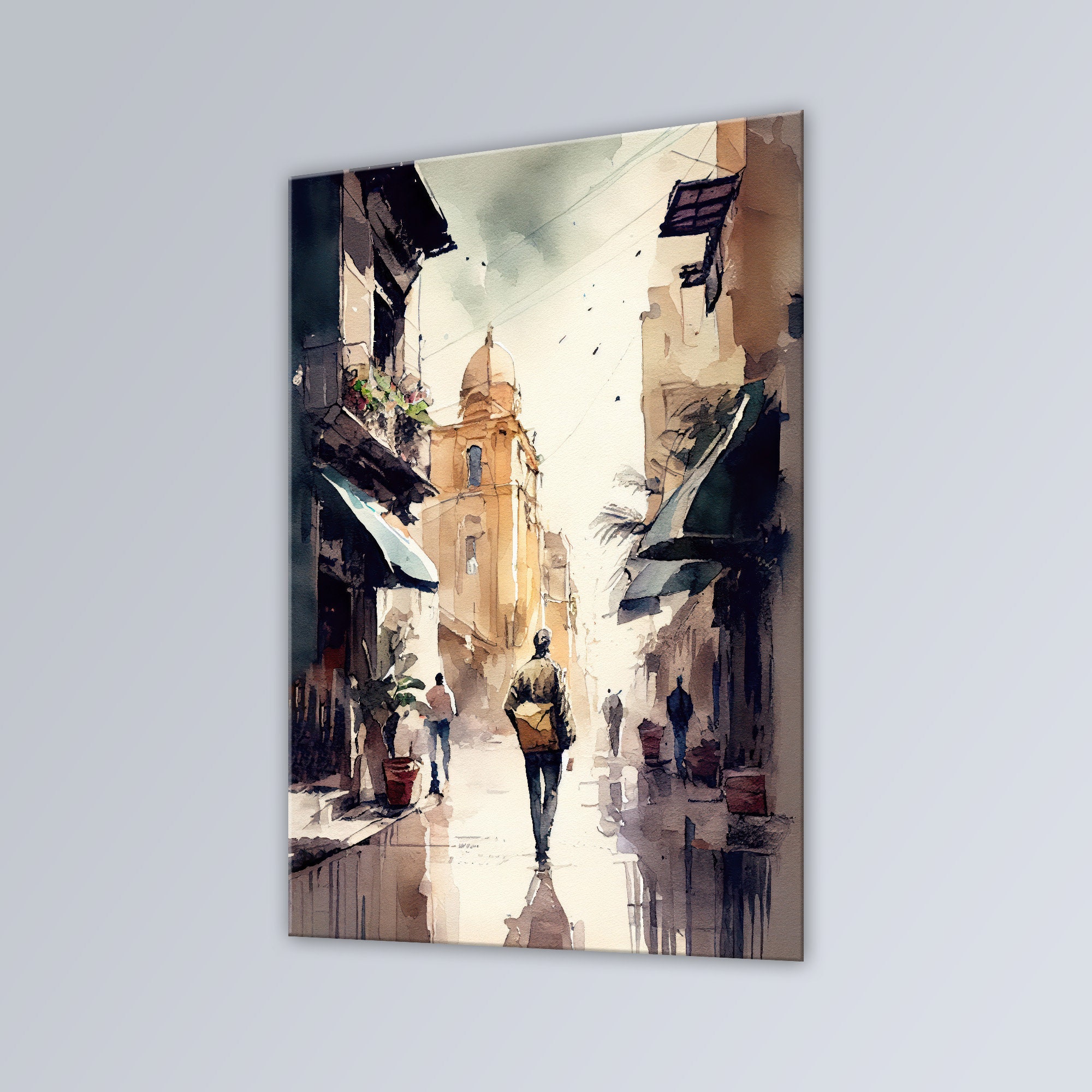Authentic Urban Street Art Watercolor Freestyle Painting. Cityscape ...