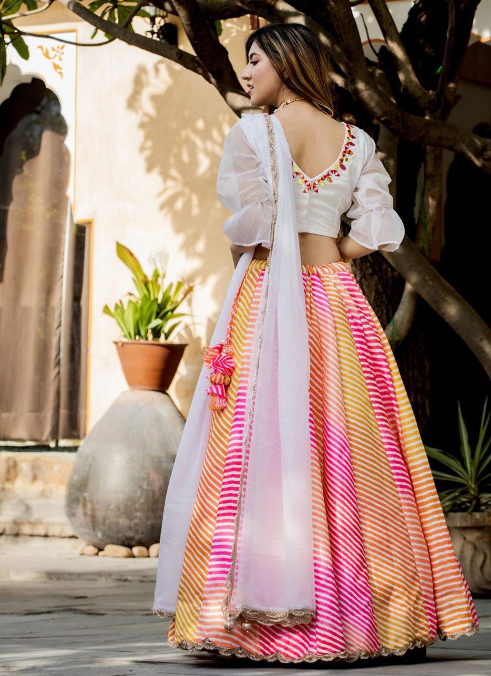White and Multi-color Lehenga Choli for Women Ready to Wear Wedding ...