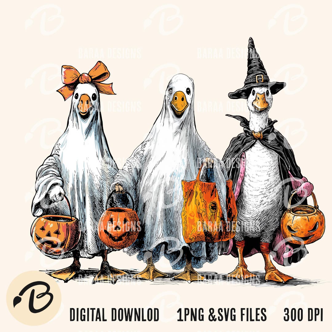 Halloween Goose PNG: Ghost, Skeleton Goose Sublimation Design (digital ...