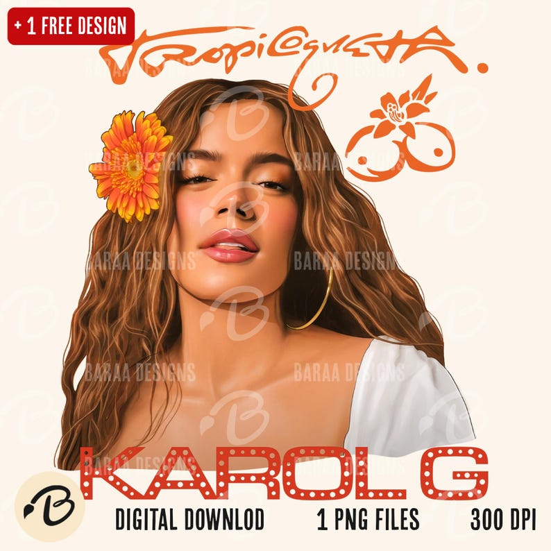 Karol G Hand Drawn Tropicoqueta New Album PNG | Digital Download ...