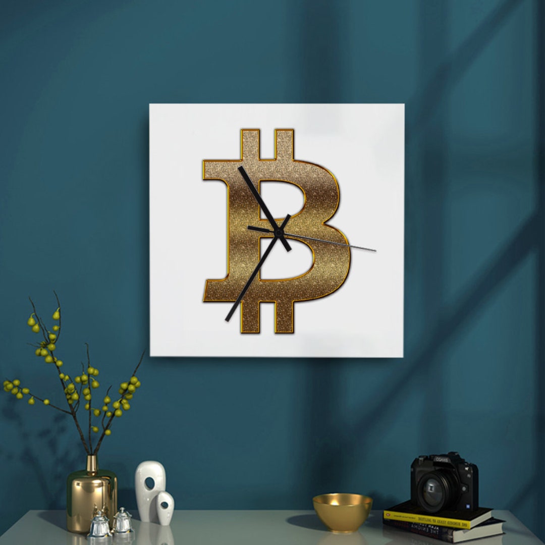 Bitcoin Clock, Wood Wall Clock, Crypto Bitcoin Gift, Square Silent ...